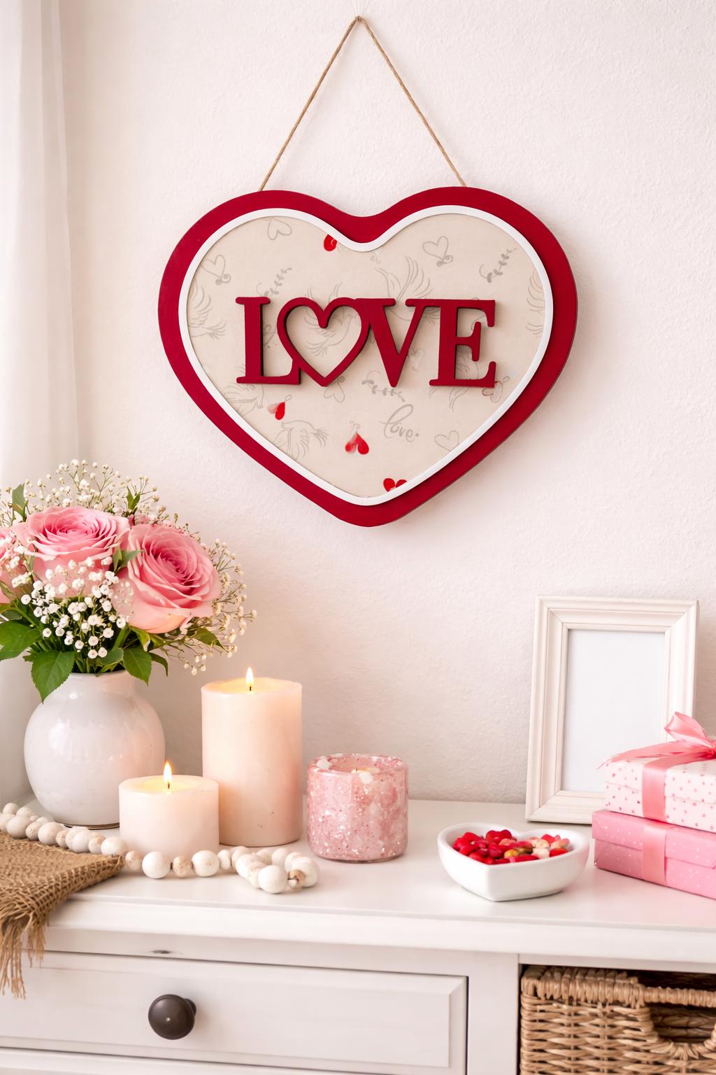 Lighted Valentine Heart Sign | Love Wall Decor | Wooden LED Heart ...