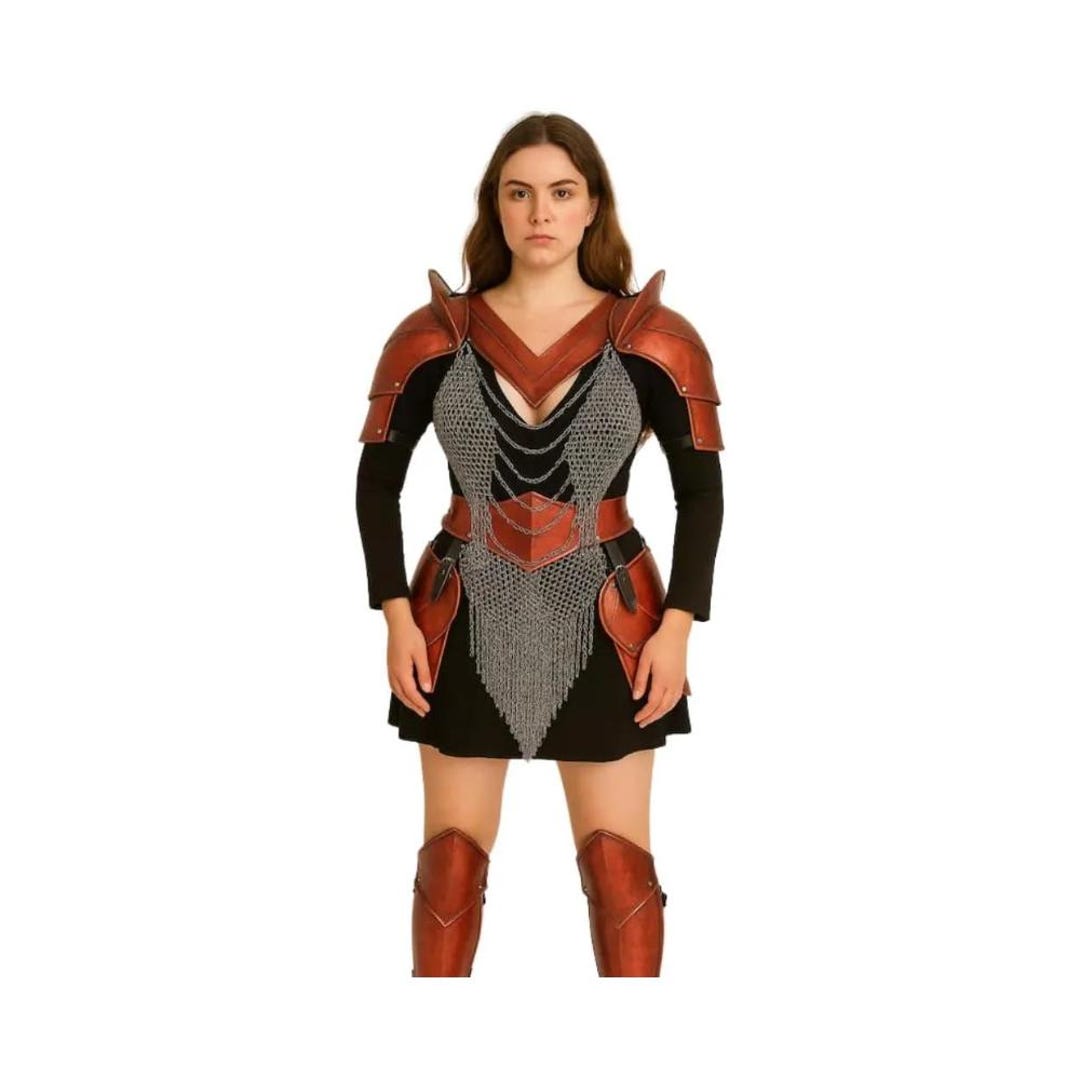 Copper Patina Fantasy Warrior Armor Set Faux Leather Pauldrons ...
