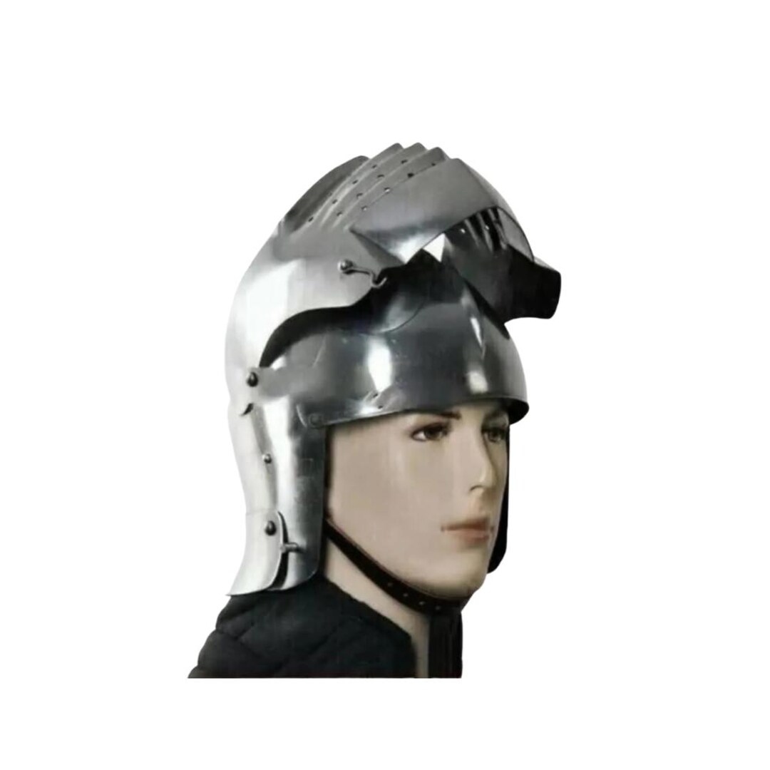 Medieval Knight Pig-face Bascinet Helmet 18 gauge Steel, Combat‑ready ...