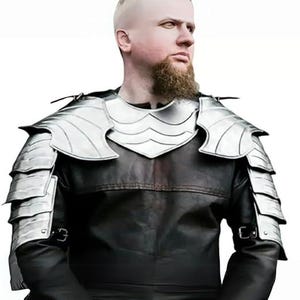 Medieval Silver Pauldrons Neck Guard | Knight Armor Set for LARP ...