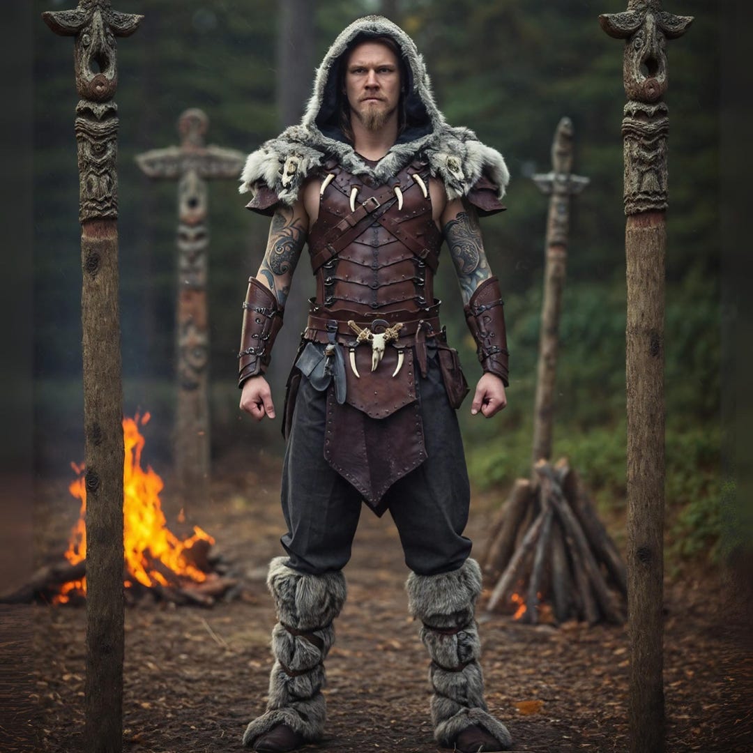 Handmade Brown Leather Fur Armor - Medieval Barbarian Cosplay Costume ...