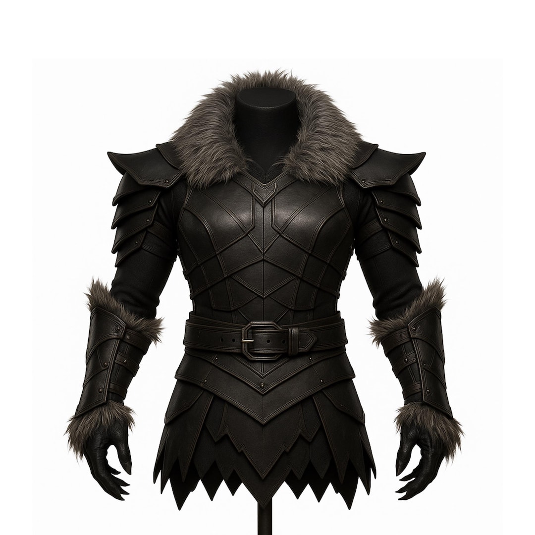 Handmade Black Leather Fur Armor: Medieval Viking Cosplay Costume - Etsy UK