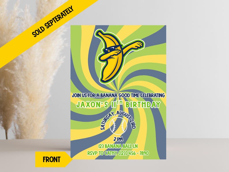 Banana Ball Dab Handheld Sign, 24x18 Sign for Fans, Savannah Bananas ...