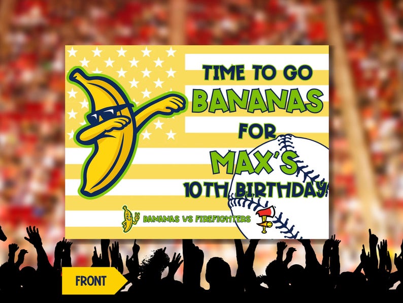 Banana Ball Dab Handheld Sign, 24x18 Sign for Fans, Savannah Bananas ...