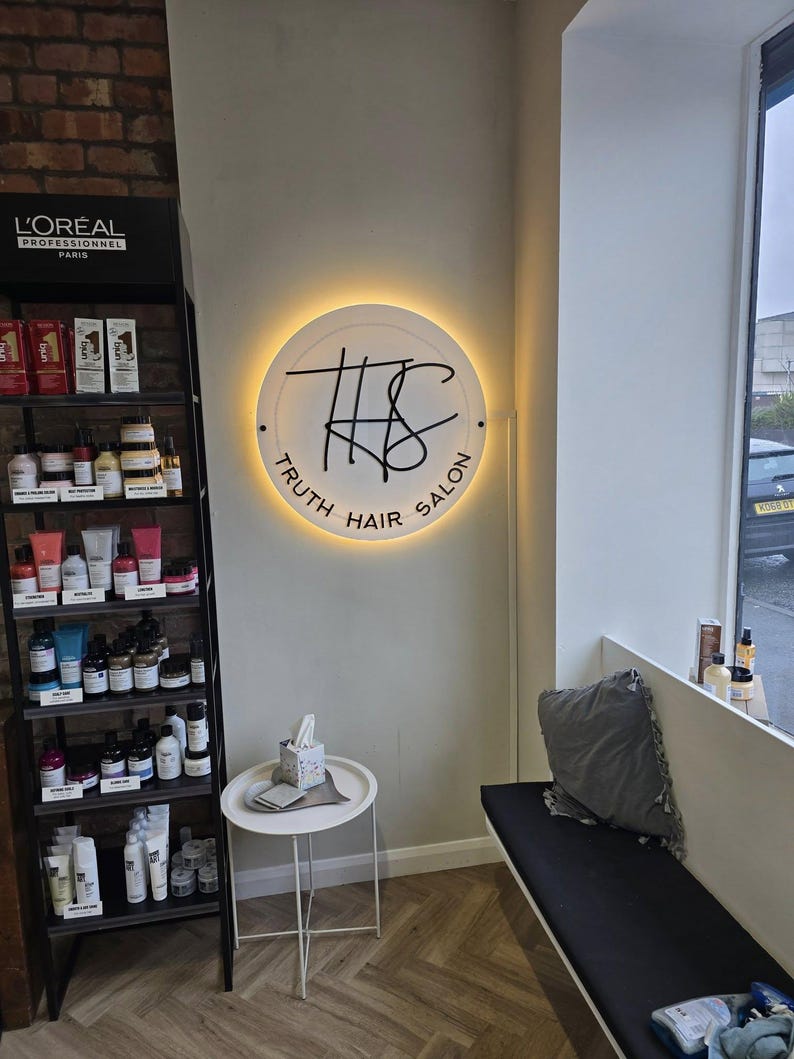 Personalized Round Acrylic LED Backlight Sign Custom Business Sign for ...