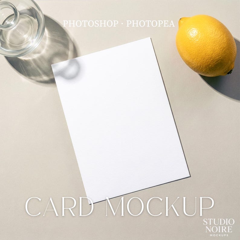 Wedding Invitation Mockup, 5x7 Minimalist Citrus Flat Lay (digital ...