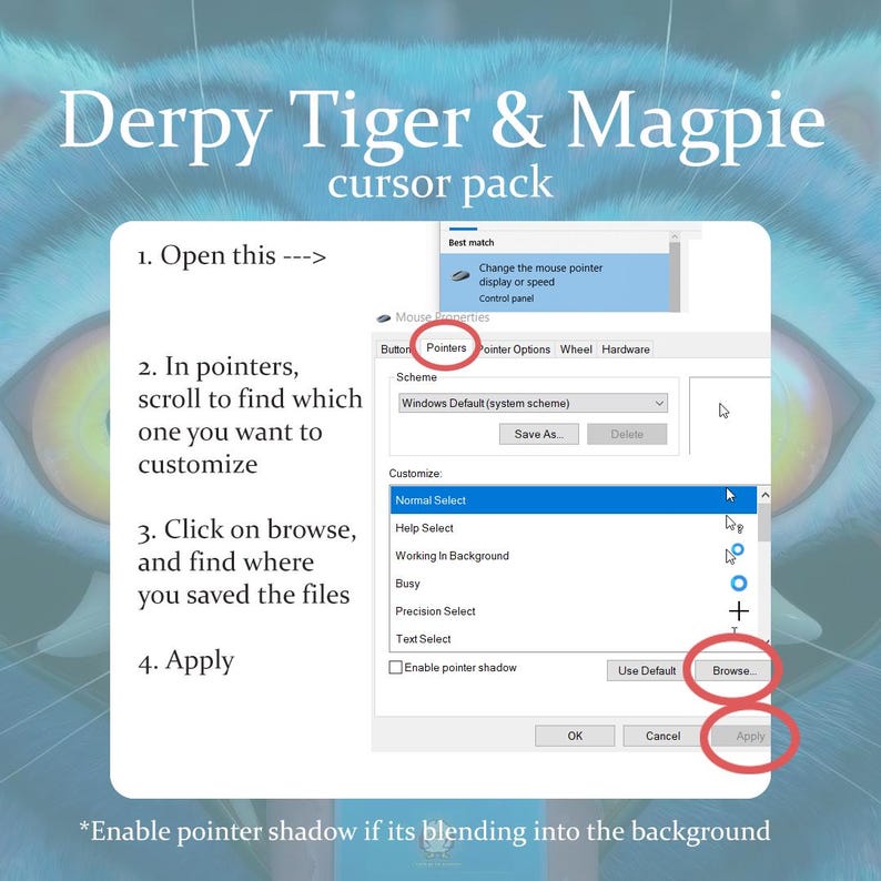 Derpy Tiger and Magpie Animated Cursors | Windows (instant Download) - Etsy