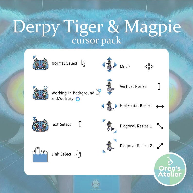 Derpy Tiger and Magpie Animated Cursors | Windows (instant Download) - Etsy