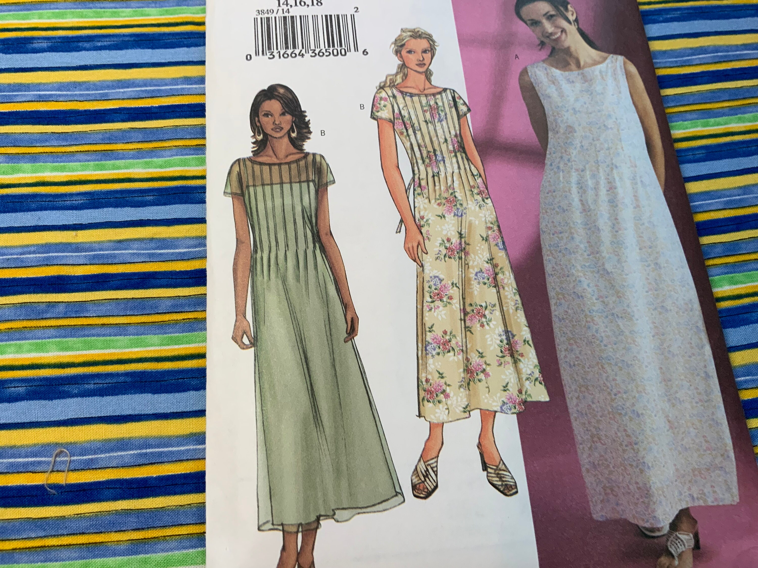 Butterick 3849, Dress and Slip Pattern, Misses Sizes 14 16 18, Uncut ...