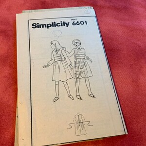 Simplicity Pattern 6601 Girls Jumper Pattern Front Tucks - Etsy