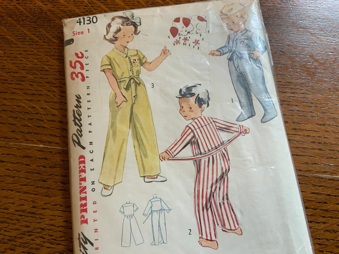 Simplicity Pattern 4130, Child’s Footed Pajamas Pattern, Size 1 Vintage ...
