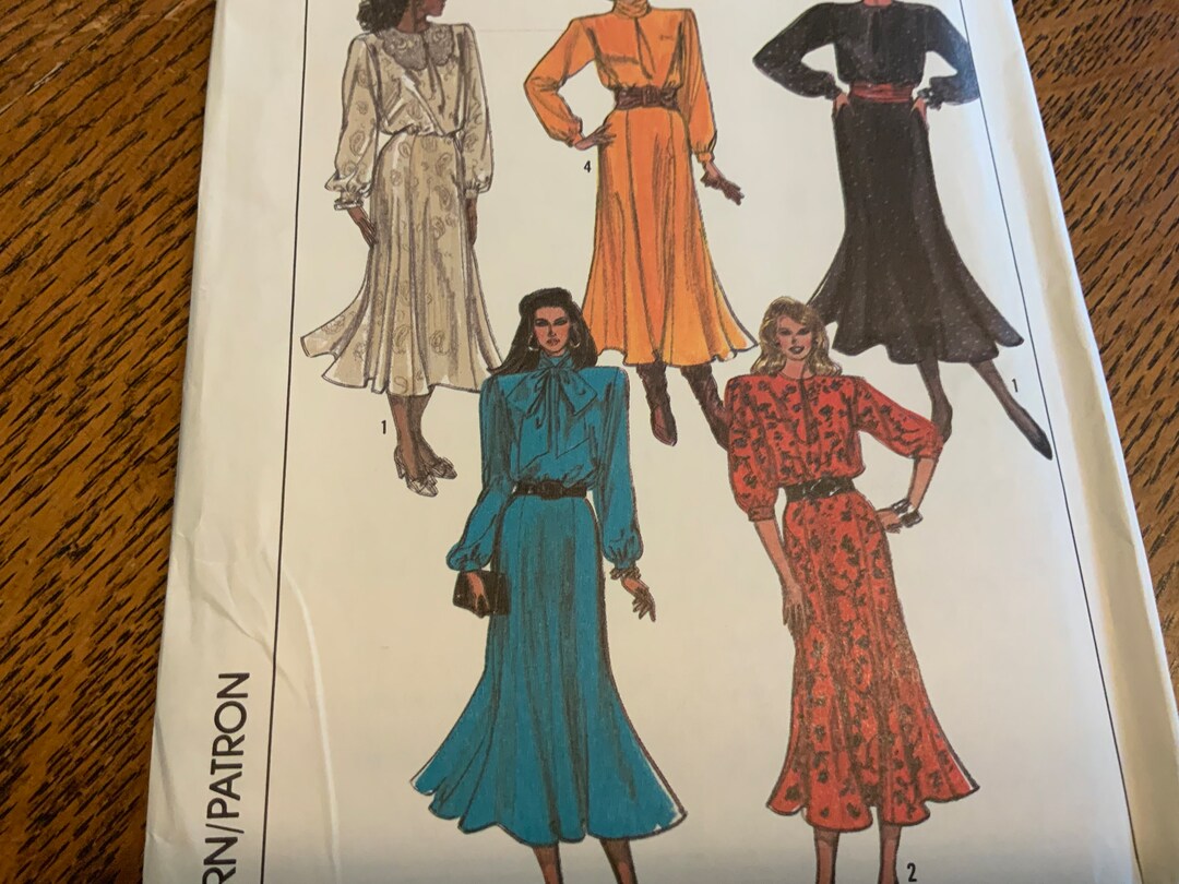 Simplicity 8174, Dress Pattern, Misses Sizes 10-16, Uncut Variety of Necklines, Vintage 1987 ...