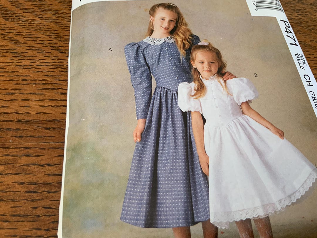 Mccalls P471, Girls Dress Pattern, Sizes 7 8 10, Sleeve Variations ...