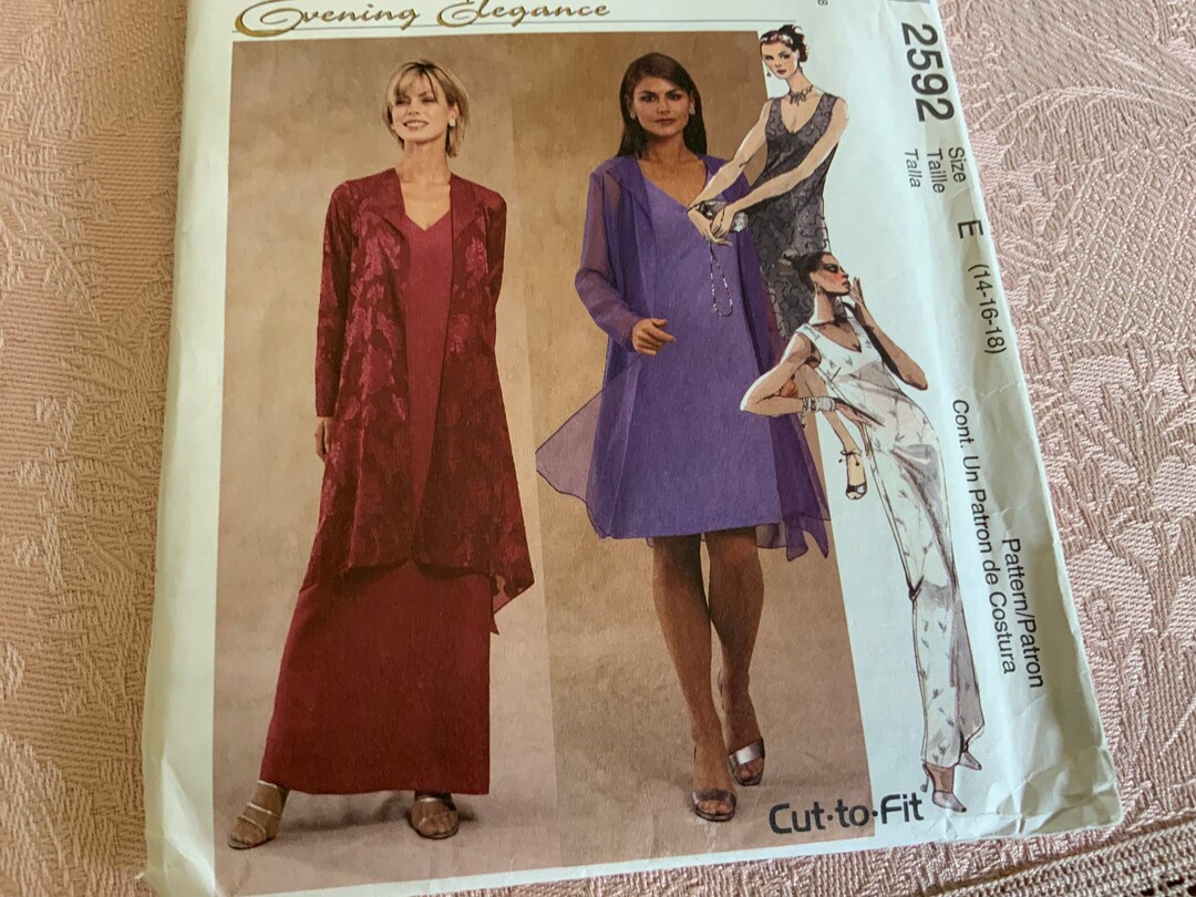 Mccalls 2592, Misses Formal Dress Pattern, Sheer Over Jacket, Sizes 14 ...