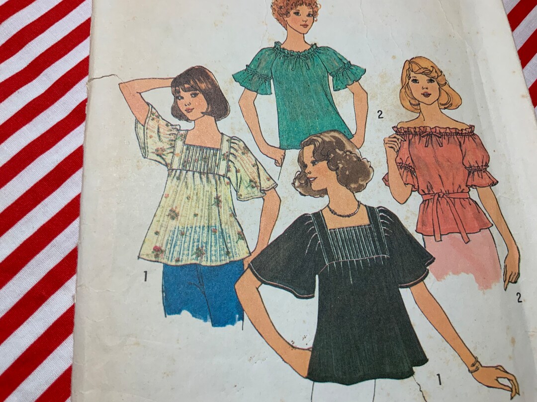 Simplicity Pattern 7444, Peasant Tops Pattern, Size 6 Uncut 1976, 4 ...