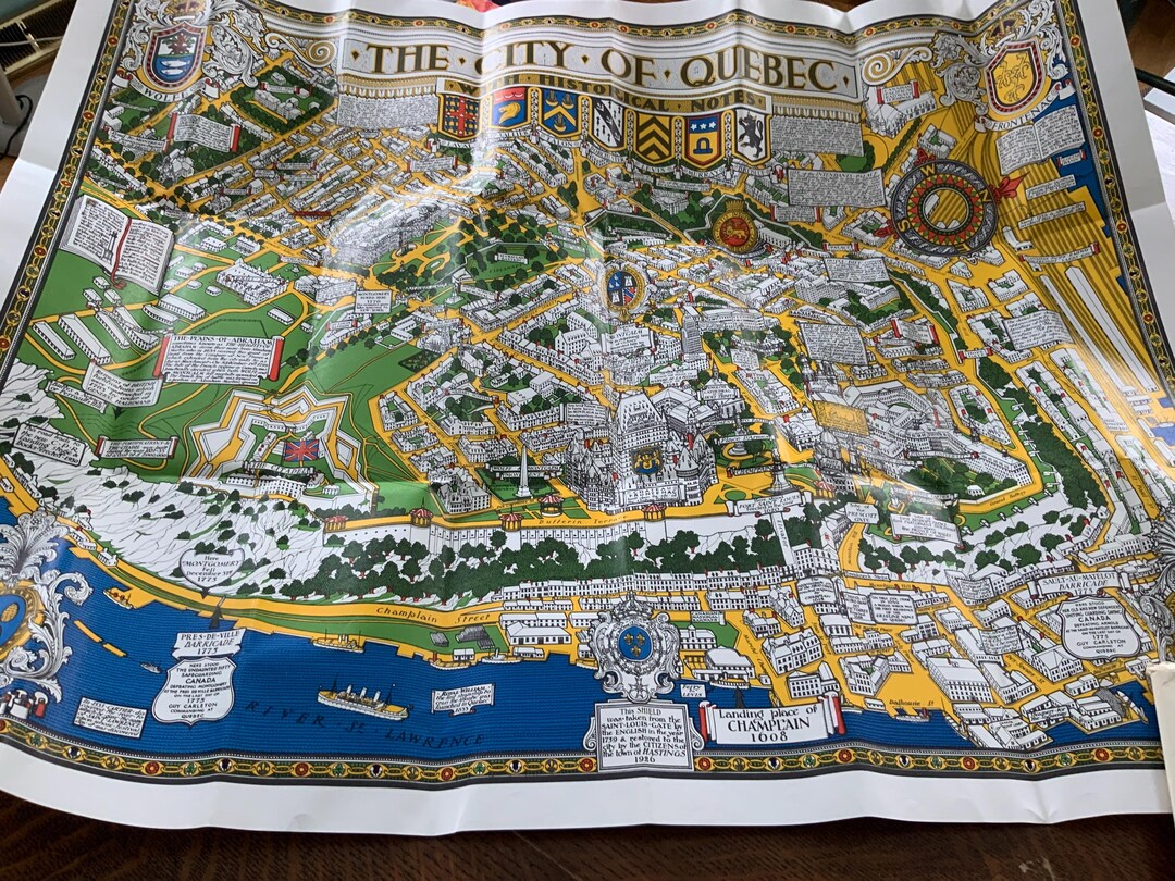Quebec Historic Map , Drawn by S H Maw 1881-1952, Pictorial and ...