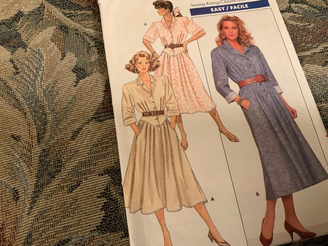 Butterick 5997, Shirtwaist Dress Pattern, Sizes 14 16 18, Uncut 1988 ...