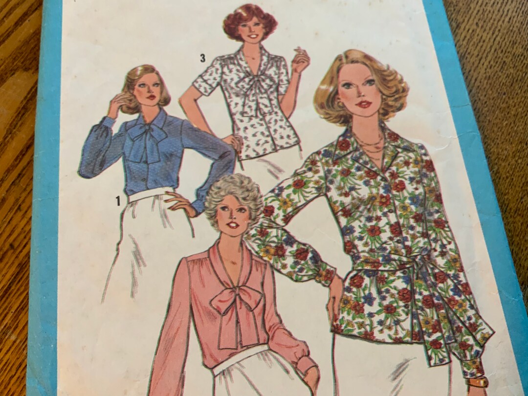 Simplicity Pattern 8397, Blouse Pattern, Size 20 1/2 Vintage 1977, Tie ...