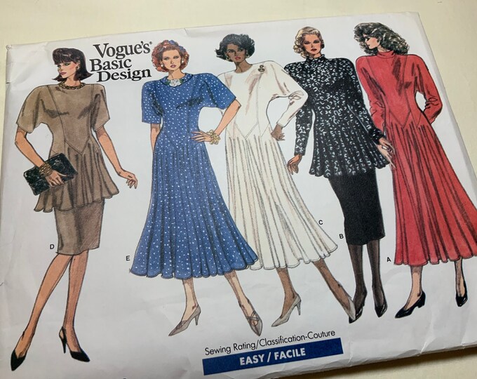 Vogue Pattern 1042, Dress Pattern, Basic Design Easy Sew 1987, Uncut ...