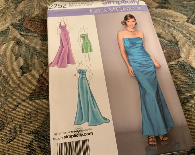 Simplicity 2252, Formal Dress Pattern, Halter or Sleeveless, Evening ...