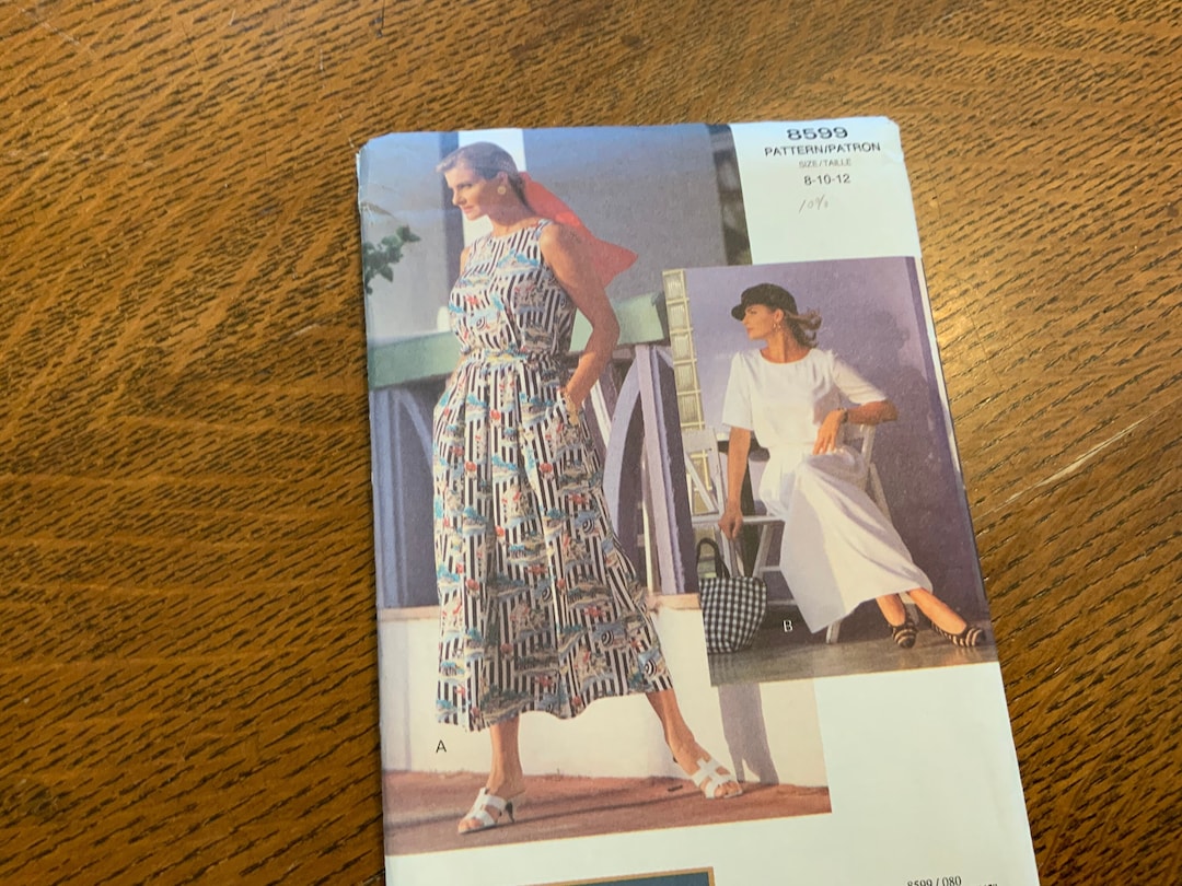 Vogue 8599, Dress Pattern, With or Without Sleeves, Sizes 8 10 12, 1990 ...