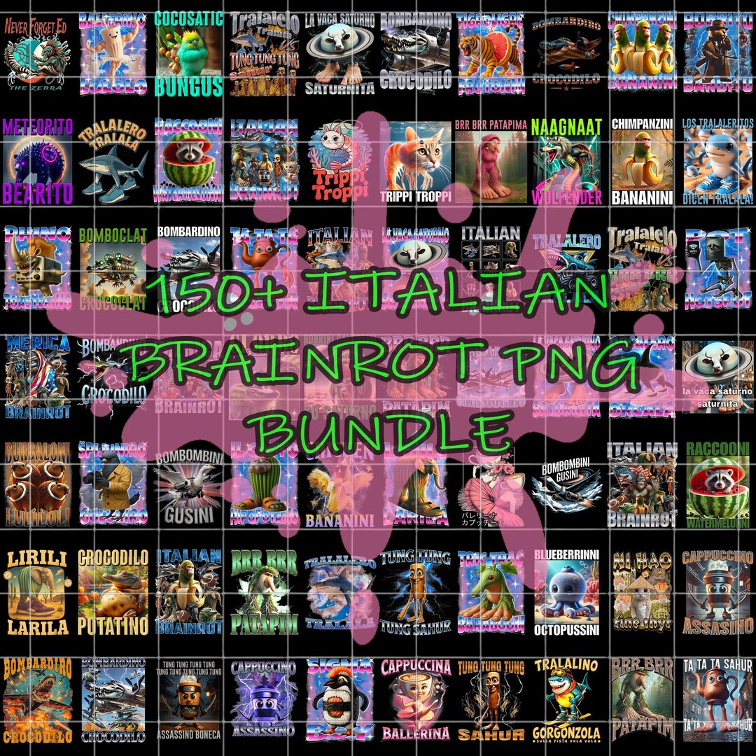 150+ Italian Brainrot Homage Png Bundle, Italian Brainrot Design ...