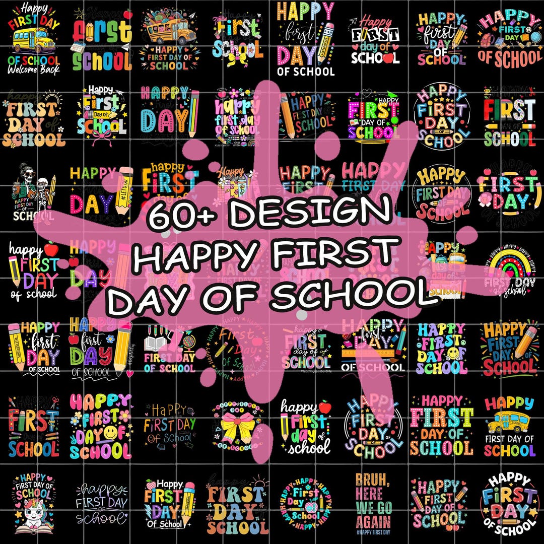 60+ Happy First Day of School Bundle Png, Coquette Back to School ...