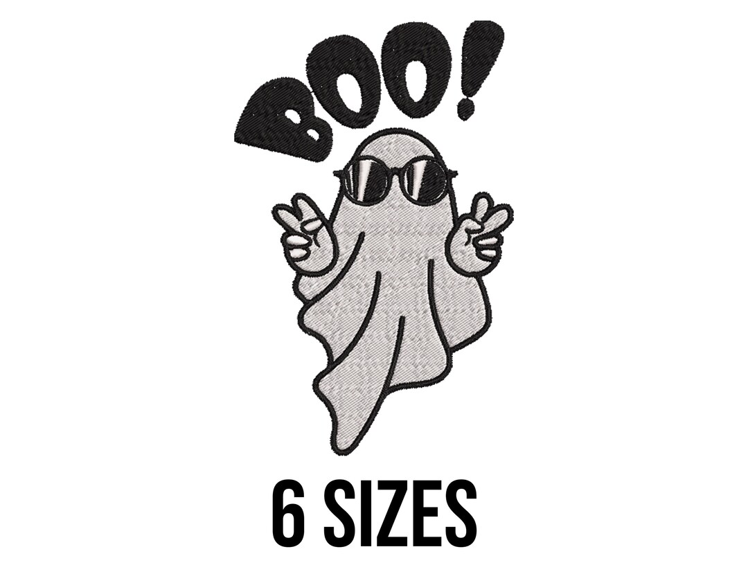 Boo Embroidery Design - Cute Rock Ghost Embroidery Design - Ghost Hand ...