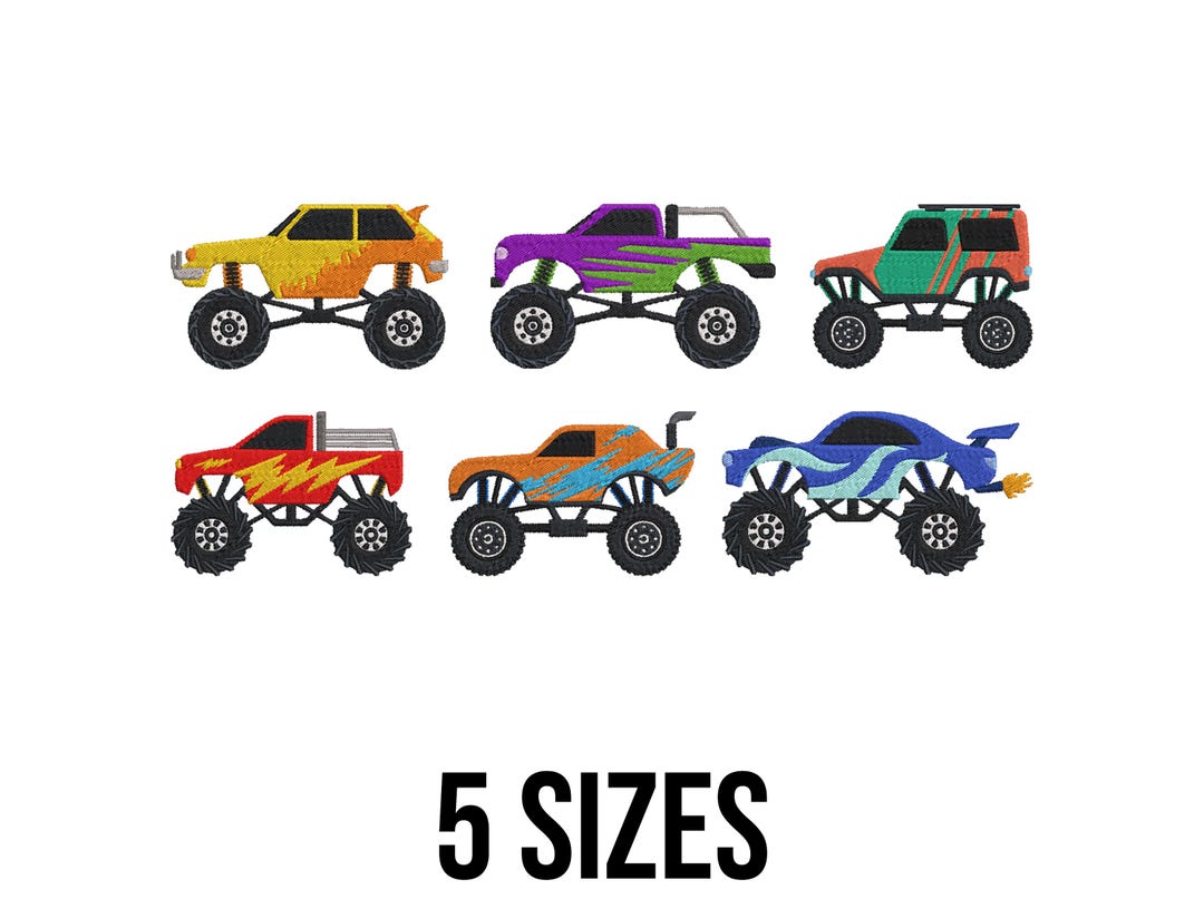 Monster Trucks Embroidery Design - off Road Monster Truck Embroidery ...