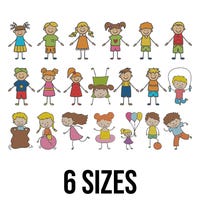 Stick Figure Family, Machine Embroidery Design, Redwork Embroidery ...