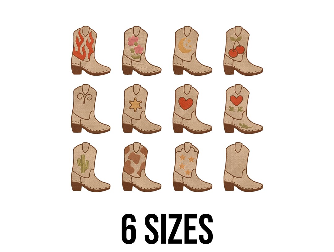 Cowboy Boot Set Embroidery Design - Western Cowboy Boots Embroidery ...
