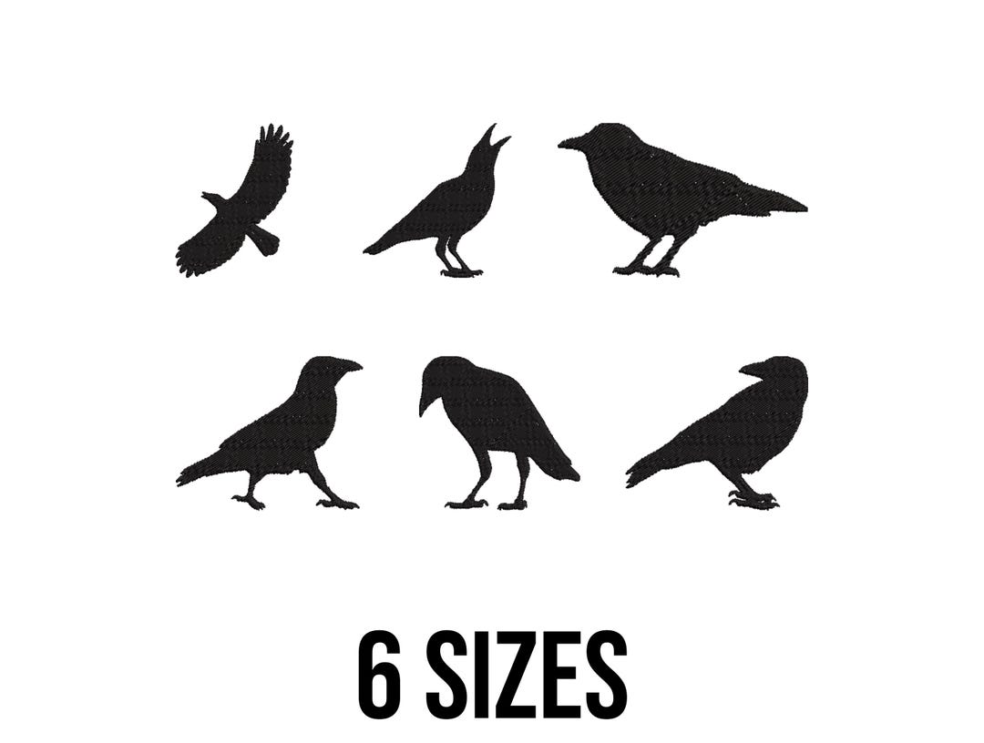 Raven Bundle Embroidery Design - Raven Silhouette Embroidery Design ...