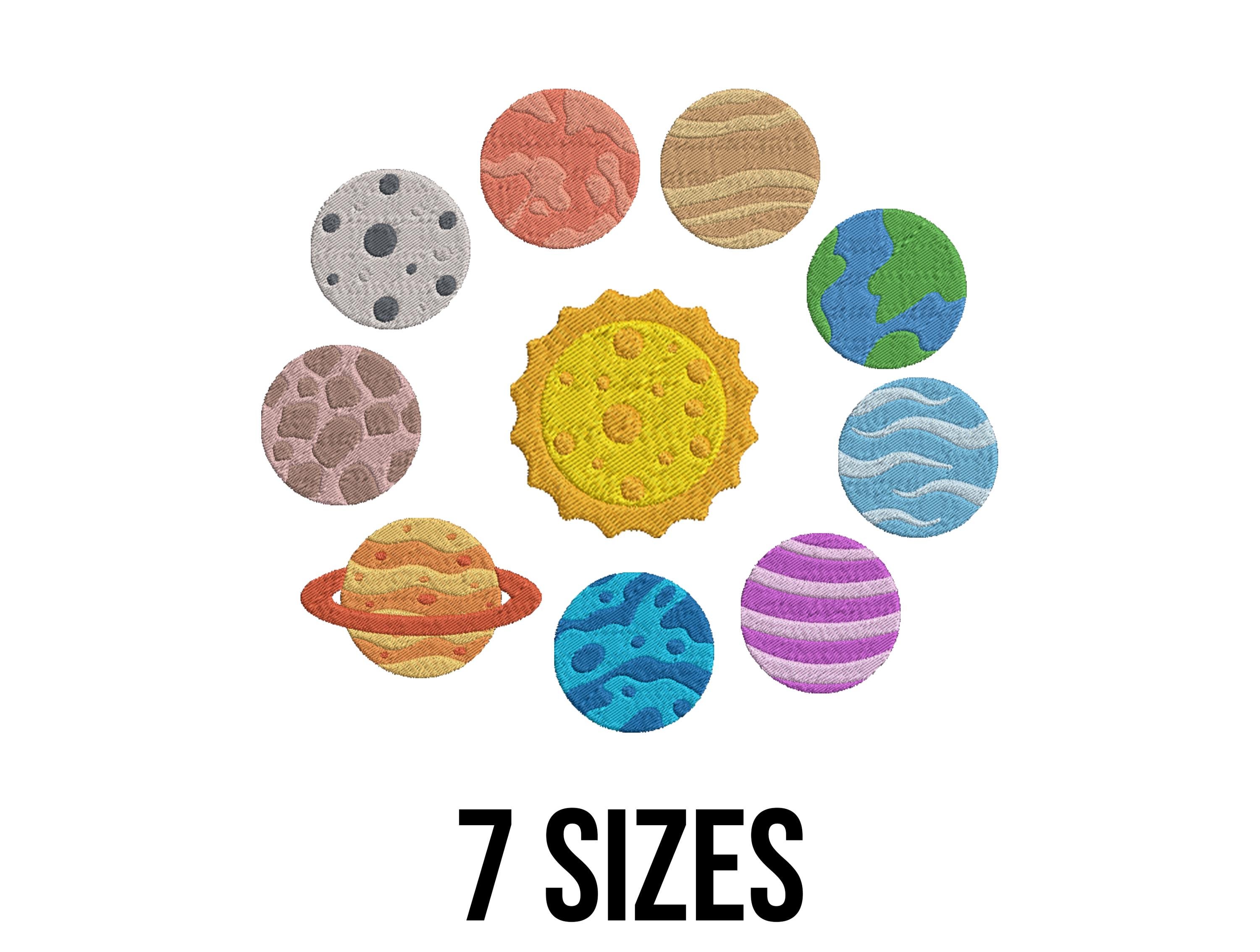 Solar System Embroidery Design - Planets Embroidery Design - Space ...