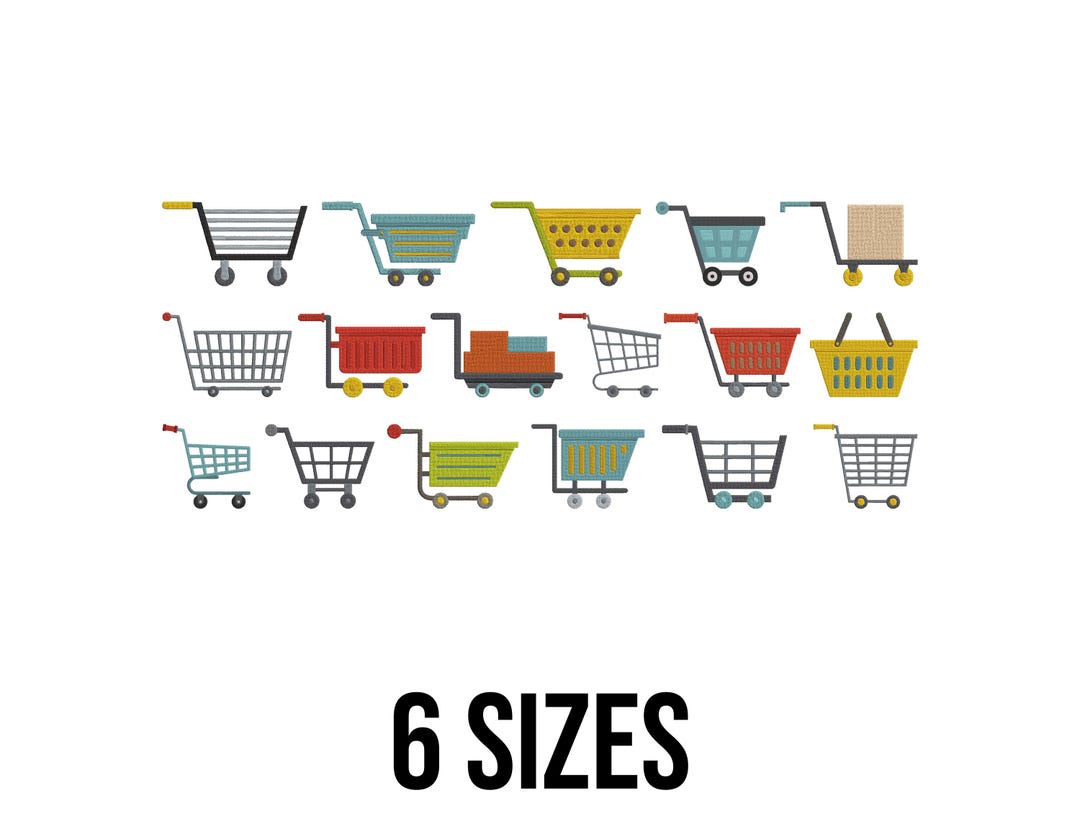 Shopping Carts Embroidery Design - Trolley Buggy Embroidery Design ...