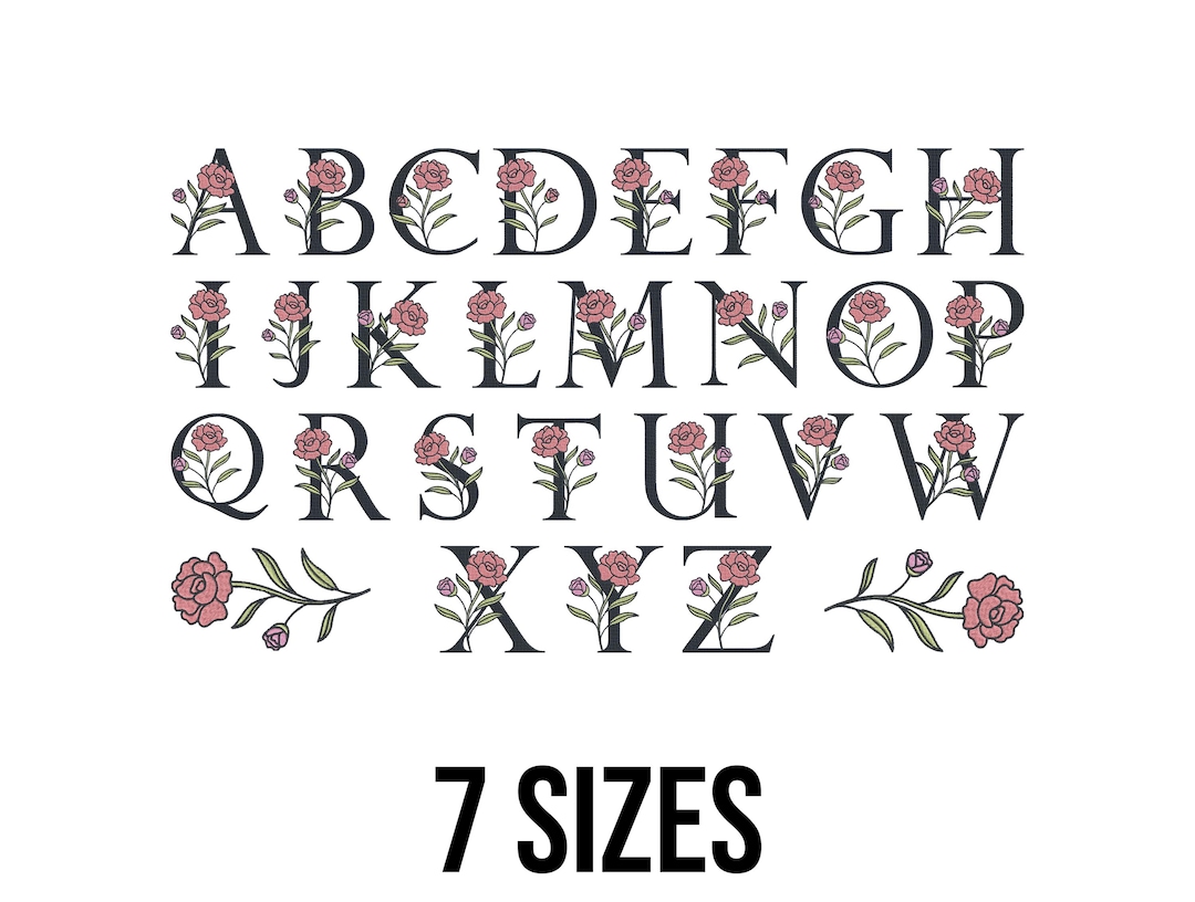 Floral Alphabet Embroidery Design - Floral Font Embroidery Design ...