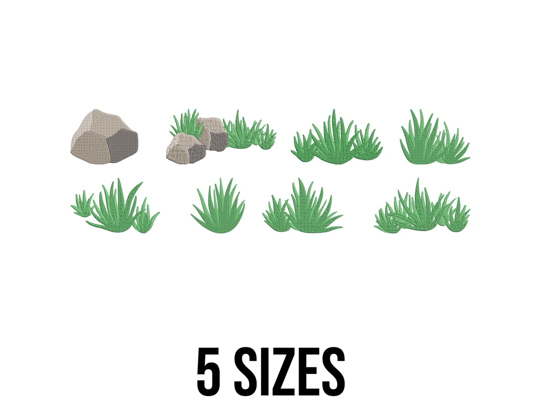 Grass Embroidery Design - Mini Stone Embroidery Design - Rocks and ...