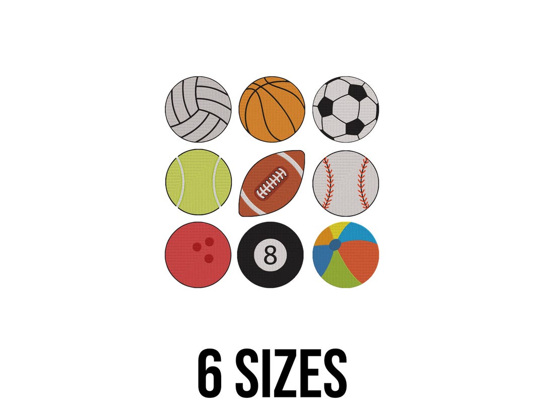 Bundle of Sports Balls Embroidery Design - Football, Baseball ...