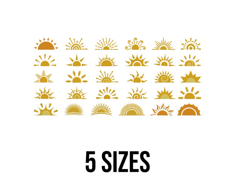 Sun Bundle Embroidery Design - Sunset Embroidery Design - Sunrise ...