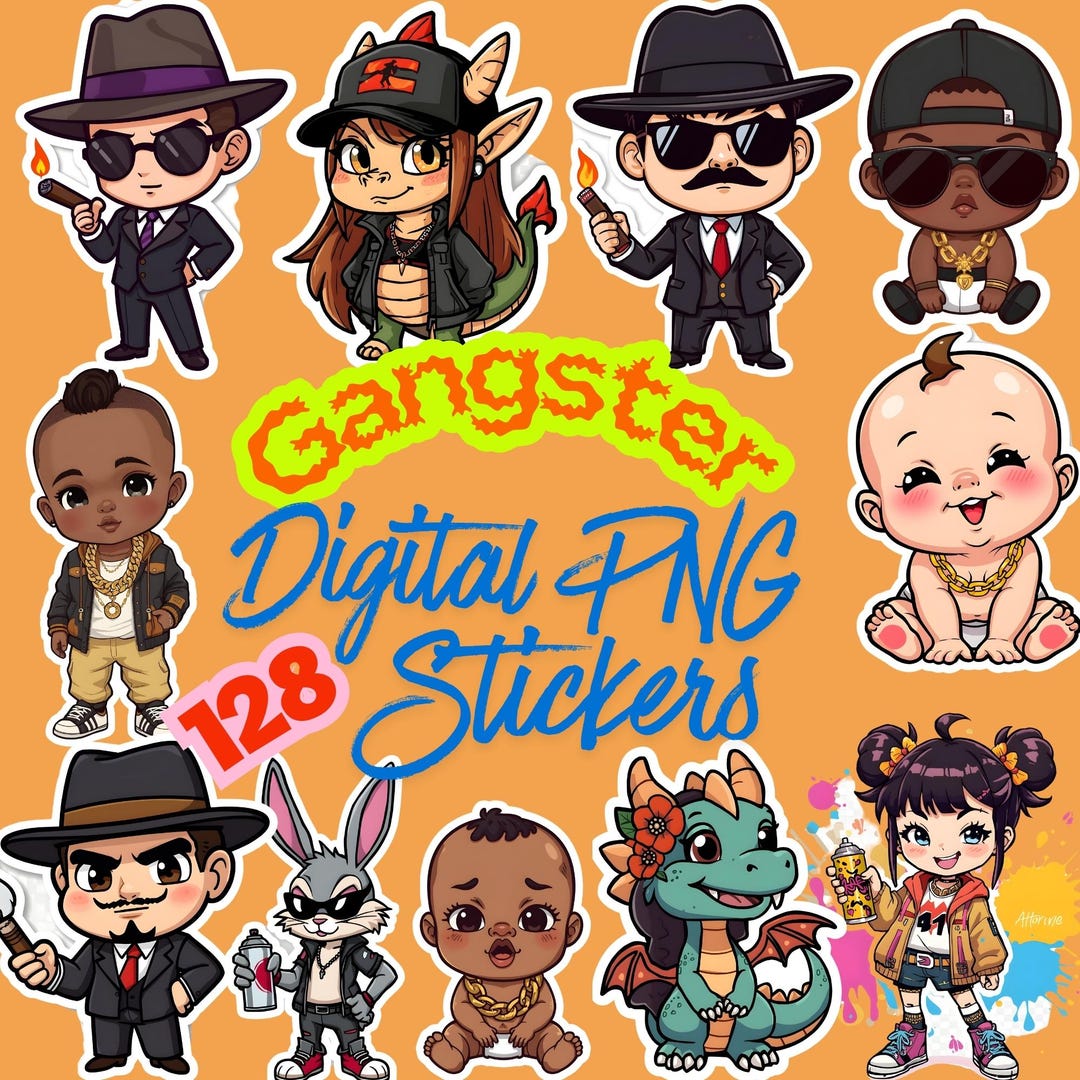 Gangster Boy Girl Cartoonic Sticker Pack Transparent Background Street ...