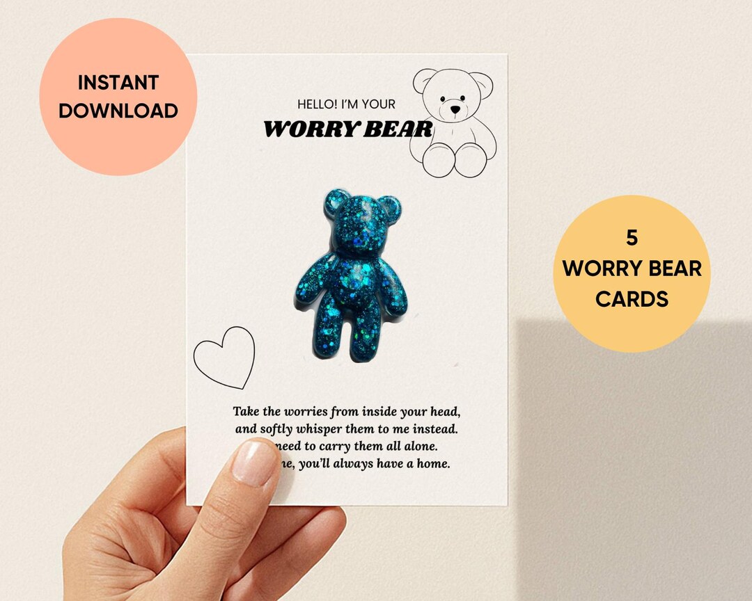 Printable Worry Bear Poem Backing Card | PDF Digital Download | Support ...