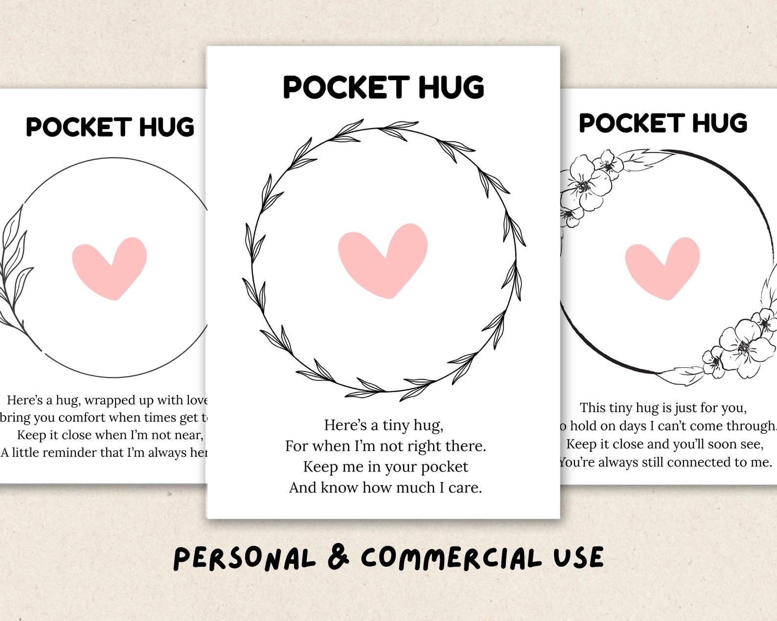 Pocket Hug Cards, Individual Poems, Printable PDF Backing Card Download ...