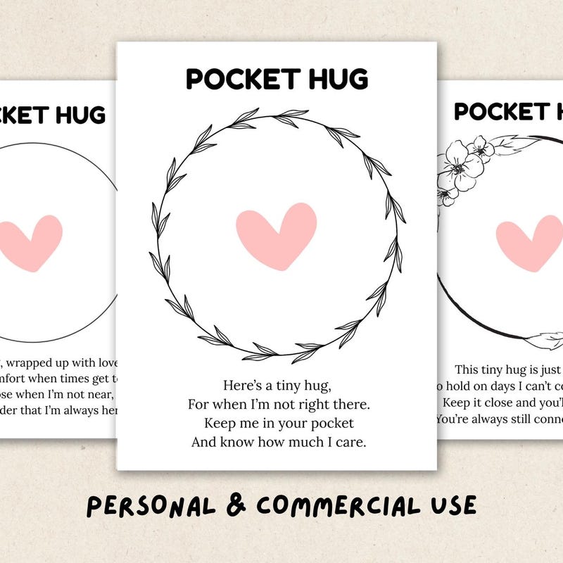 Pocket Hug Card Template - Etsy