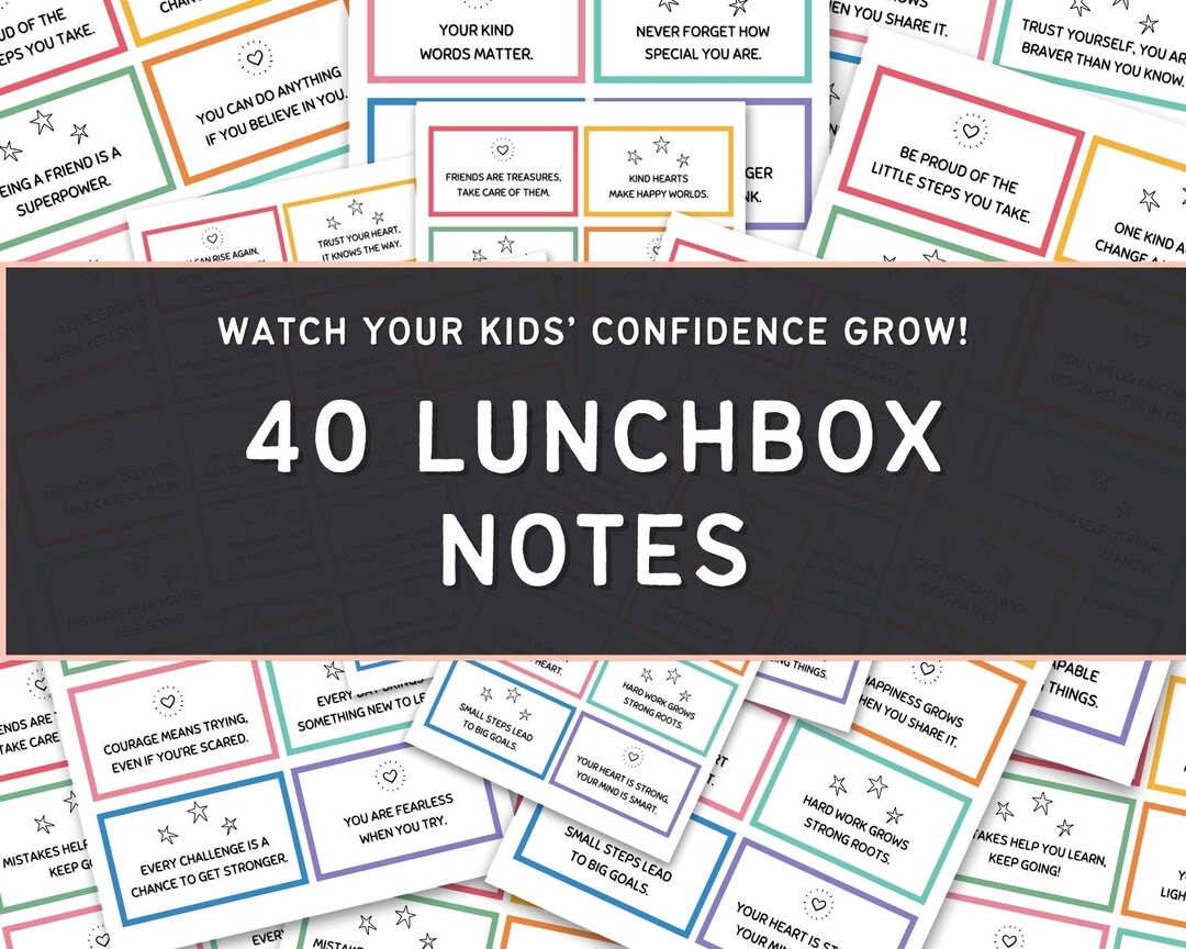 Kids Lunchbox Cards Printable, Lunch Box Notes Positive Deck ...