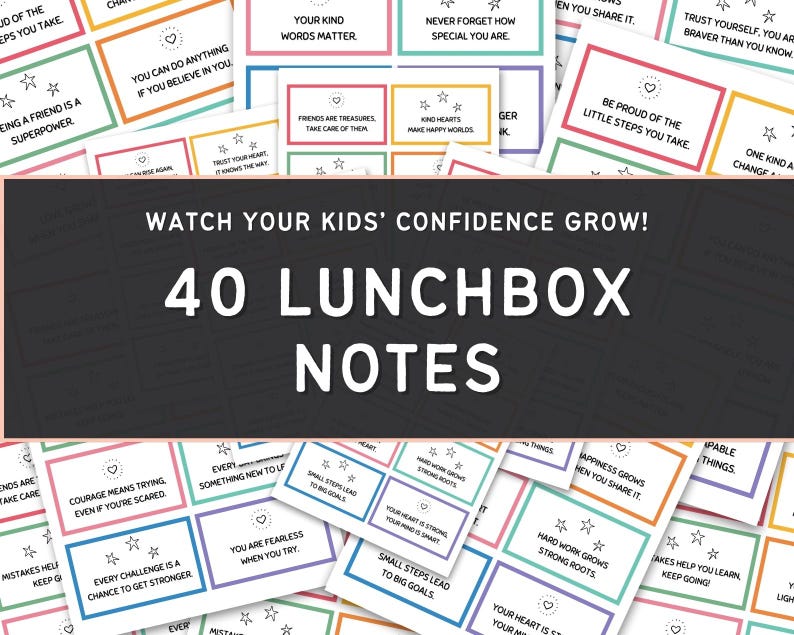 Kids Lunchbox Cards Printable, Lunch Box Notes Positive Deck ...