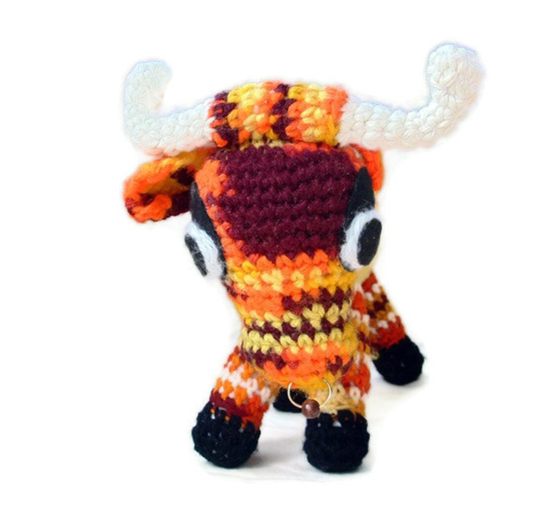 El Torro CROCHETED Bull // Mature Orange Stuffed Bull Animal // Crochet ...