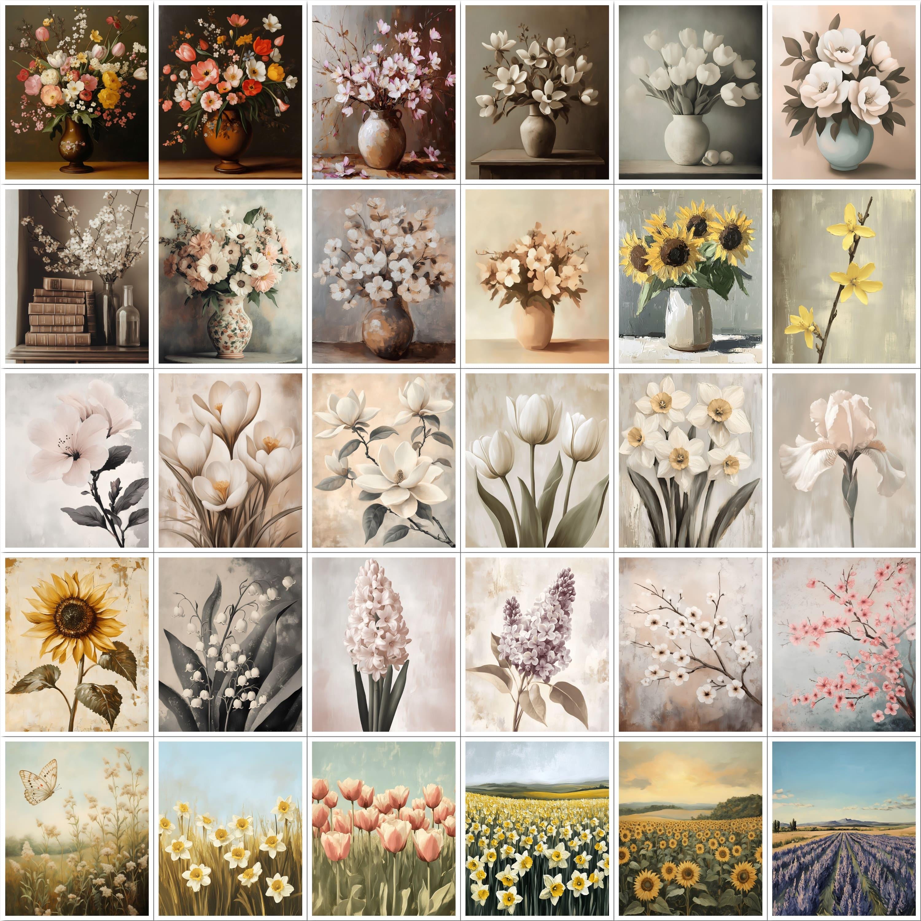 300 Spring Vintage Art Prints | Wildflower Gallery Wall | Neutral ...