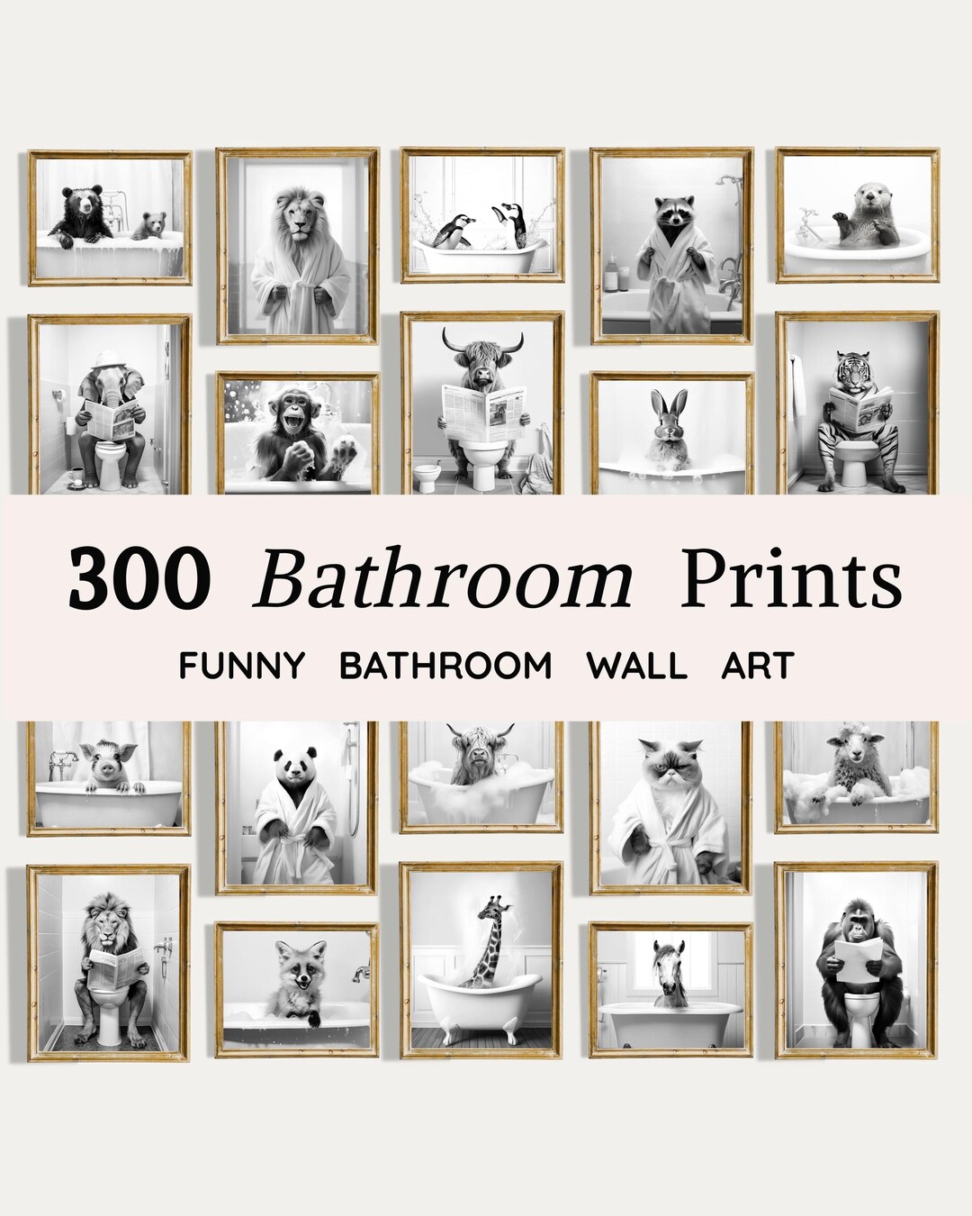 300 Funny Animal Bathroom Art Prints | Vintage Style Toilet Print ...