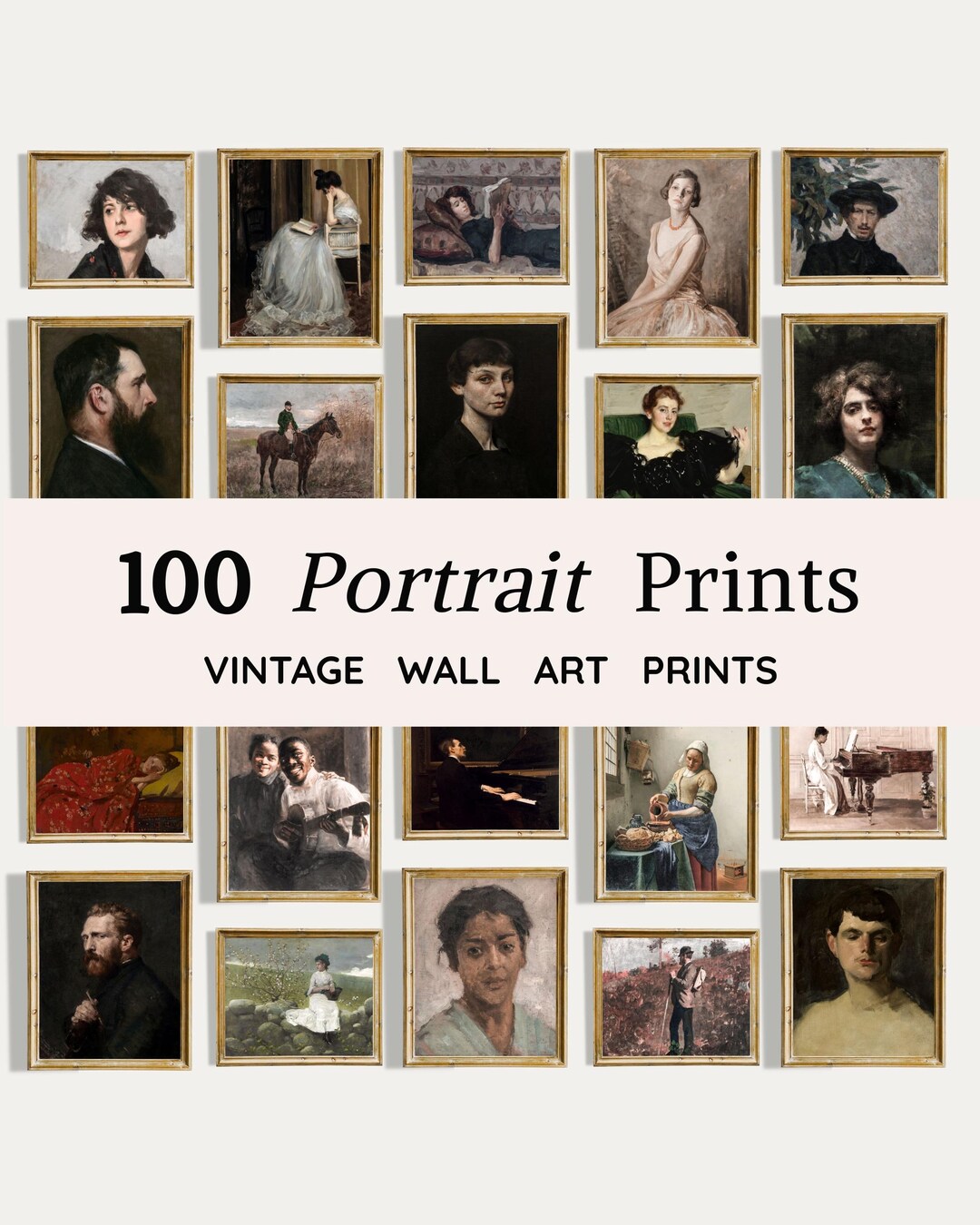 100 Vintage Portrait Prints | Antique Gallery Wall Printable Art ...