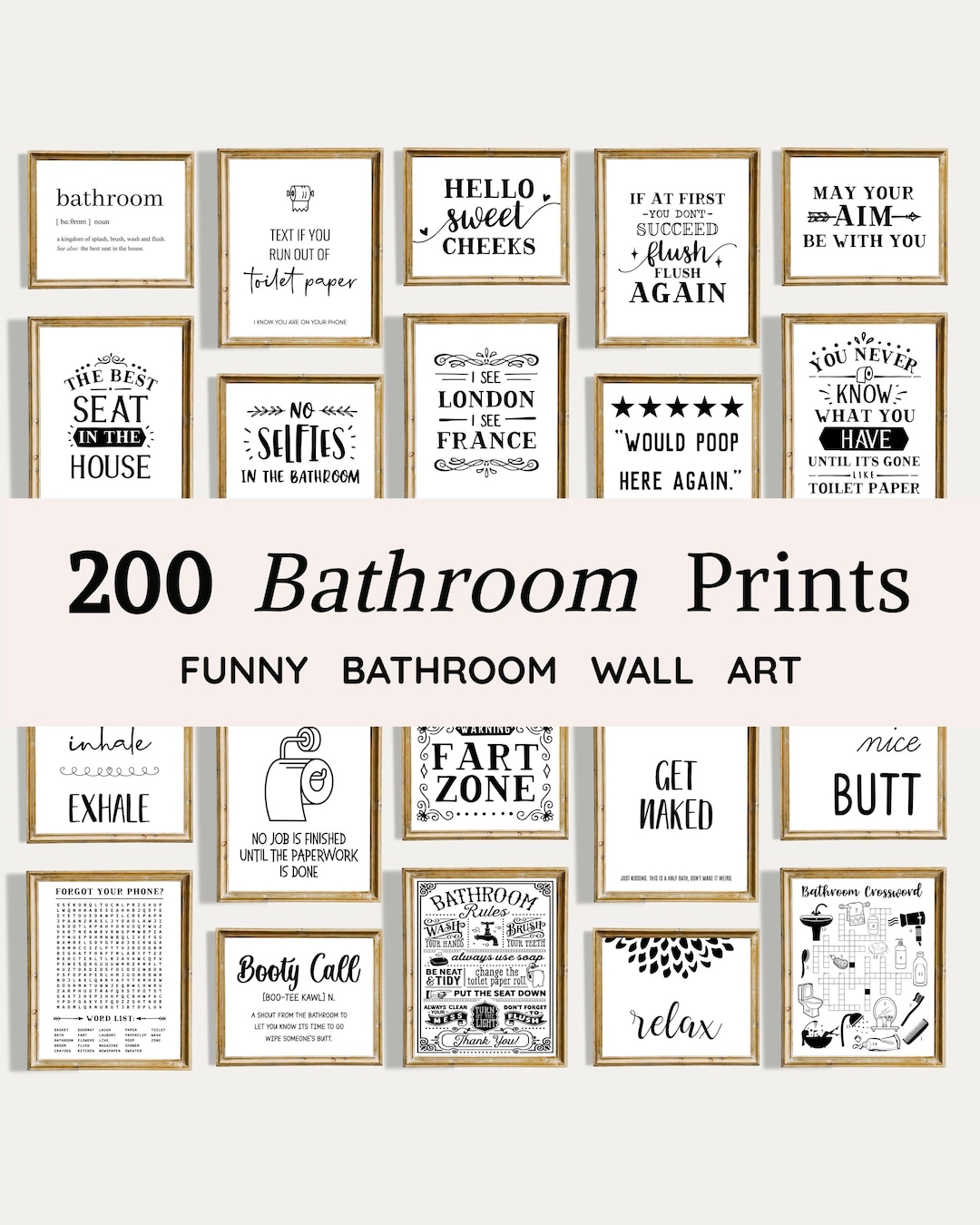 200 Funny Bathroom Prints | Modern Bathroom Wall Art | Humorous ...