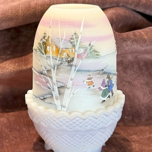 Rare “ice Skating” Vintage Fenton Hand-painted, Signed, Numbered ...
